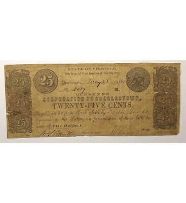1861 Virginia Currency – Corporation of Charlestown – 5997 | eBay