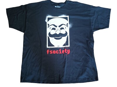 Fsociety Mr. Robot Anonymous T Shirt Size 3X Black Loot Crate Exclusive ...