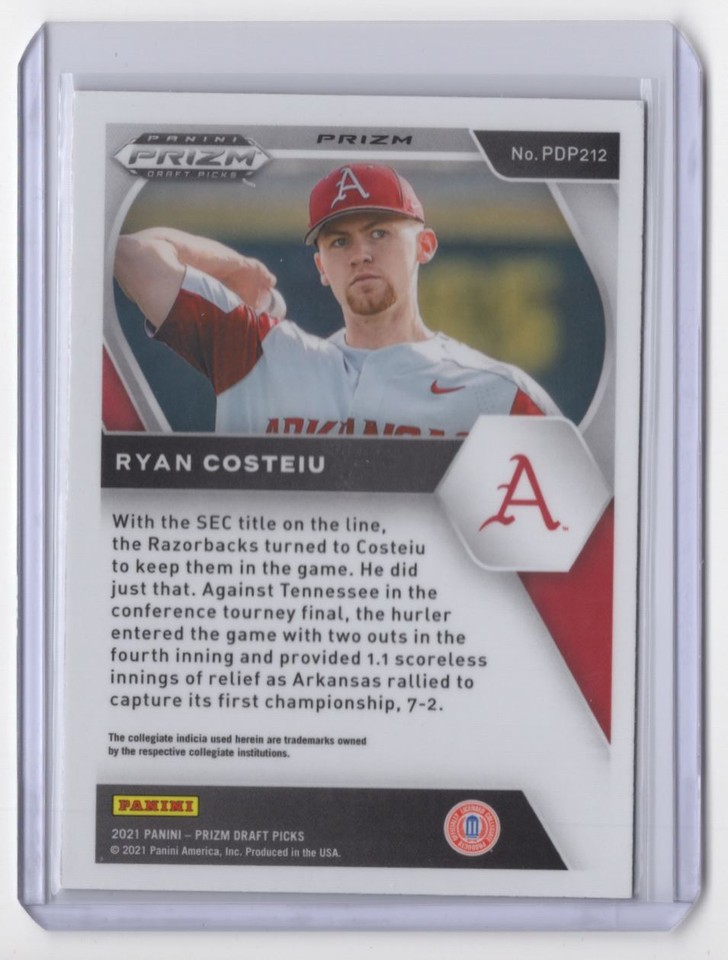2021 Panini Prizm Draft Picks Hyper Red Purple Ryan Costeiu Arkansas ...