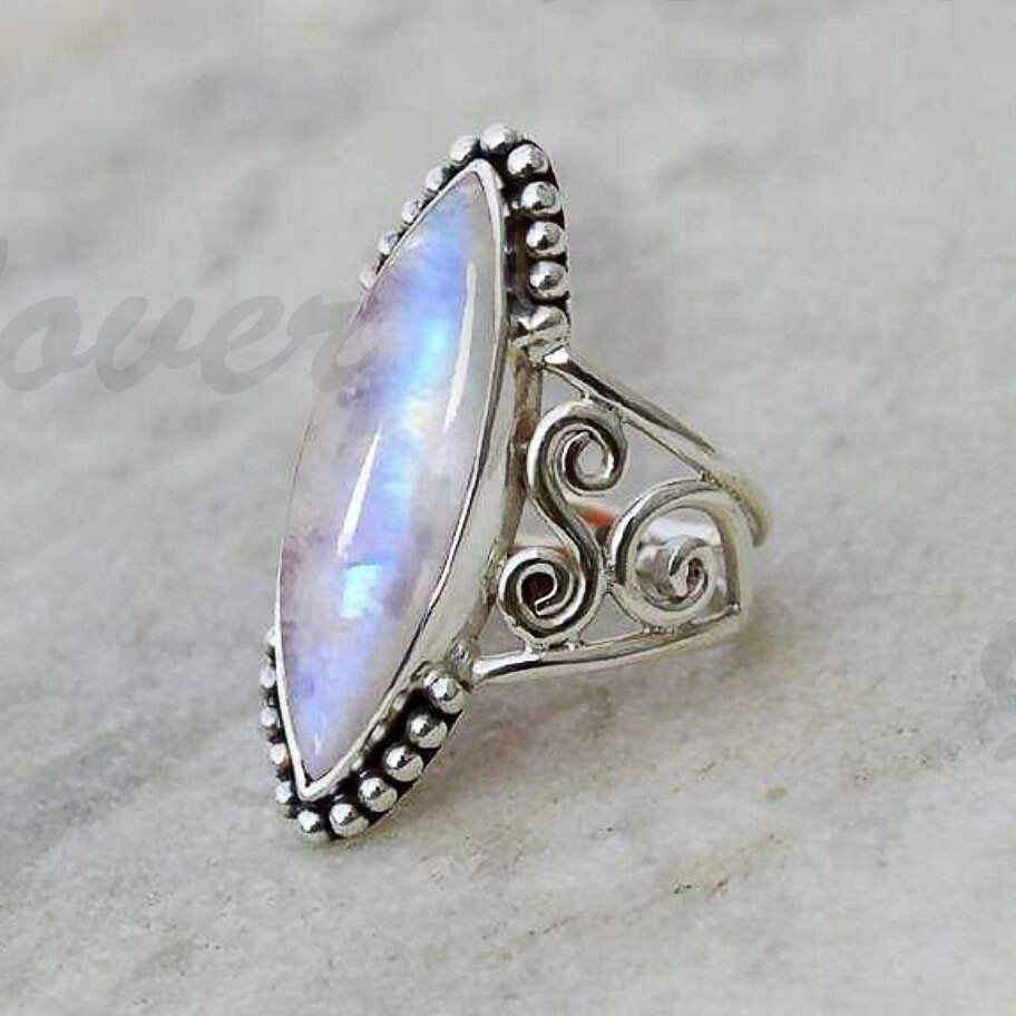 Moonstone Gemstone 925 Sterling Silver Handmade Ring Jewelry All Size ...
