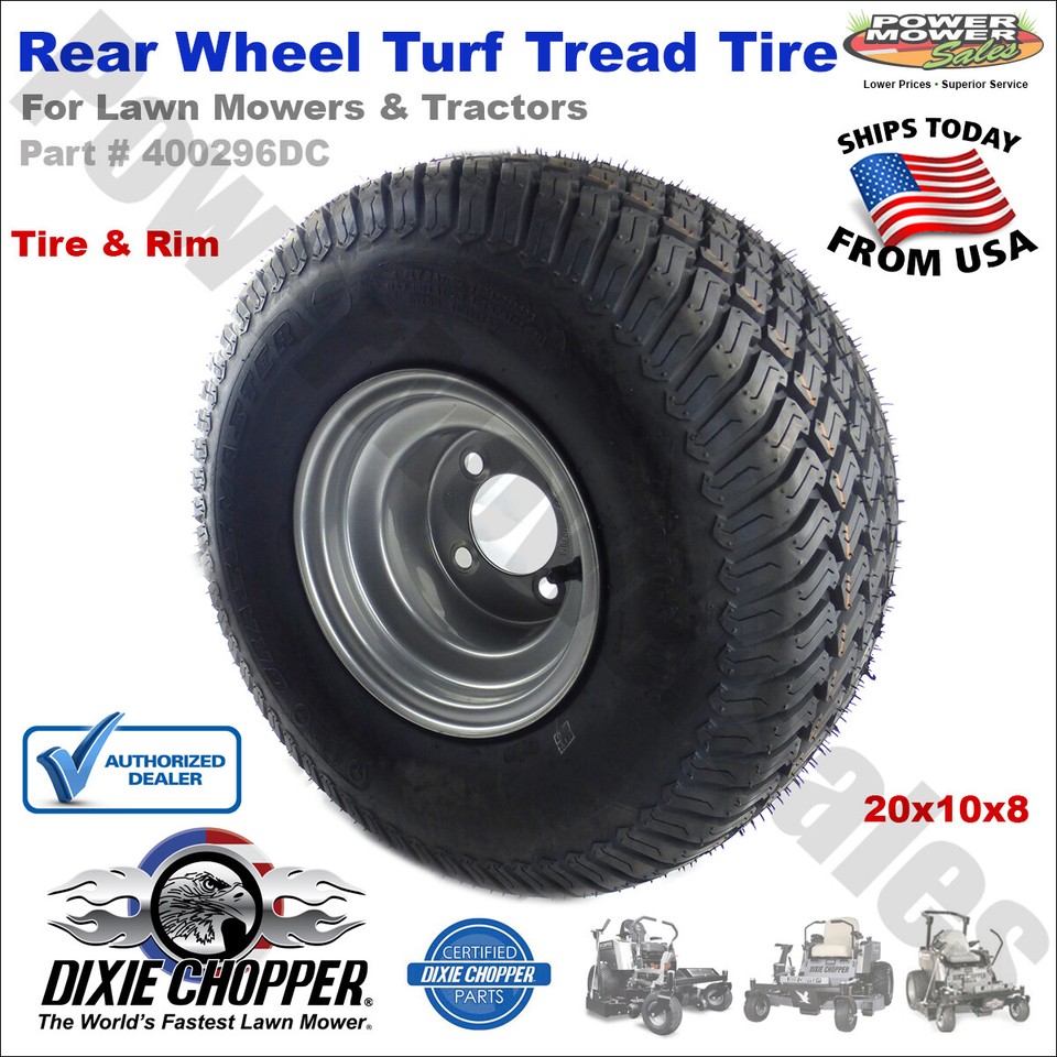Dixie Chopper Rear Wheel 20x10x8 Turf Tread Tire for Lawn Mowers ...