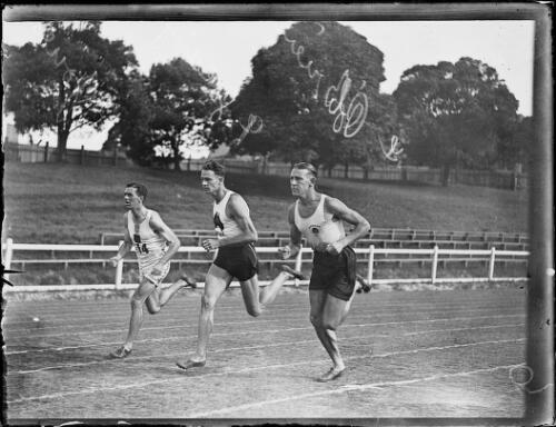Athlete George Golding racing against P. O'Brien and K. Jones, NSW- Old ...