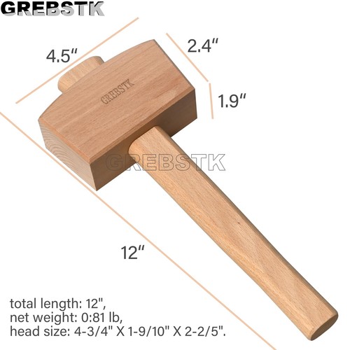 Wooden Mallet Manual Ice Hammer Mallet Beech Solid Carpenter ...