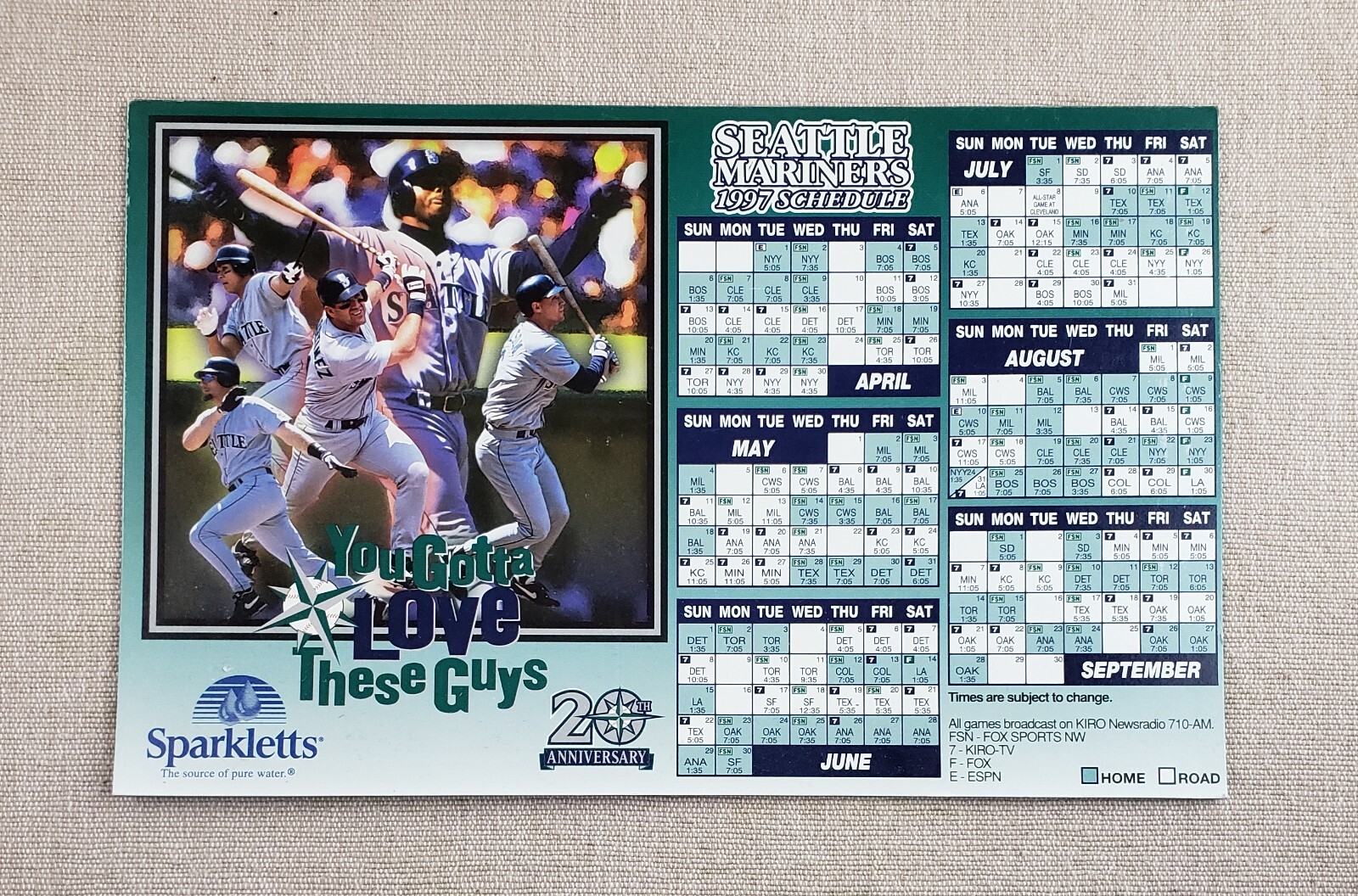 Seattle Mariners MLB 1997 Season Schedule Fridge Magnet SGA Griffey ...