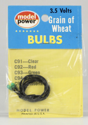 Model Power #C93 Green Grain of Wheat Light Bulb for 3.5 volts, Package ...