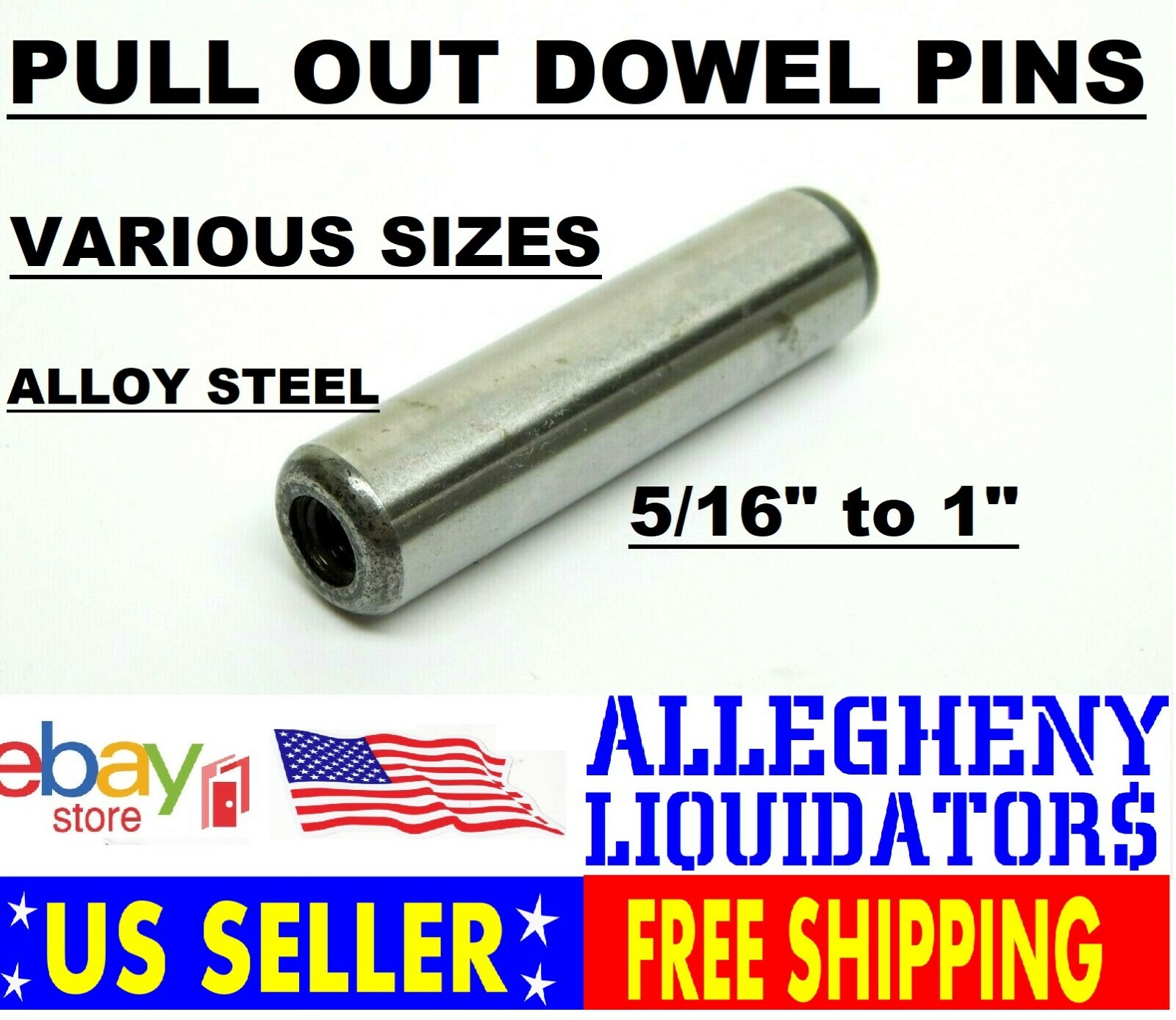 5/16 to 1" VARIOUS SAE ALLOY STEEL PULL OUT DOWEL PIN WITH INTERNAL ...
