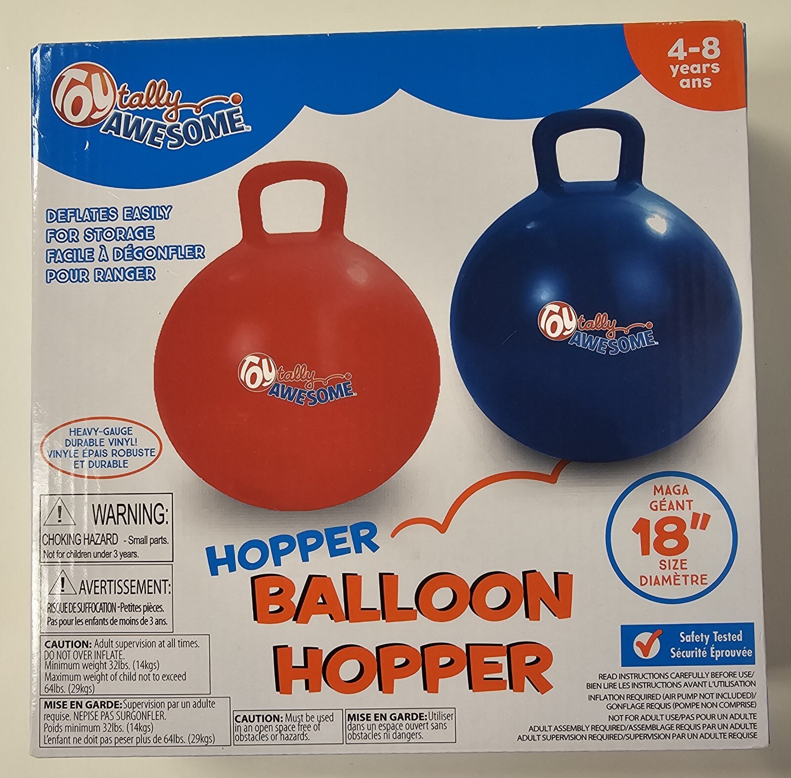Totally Awesome Balloon Hopper 18" Bouncy Ball With Handle Blue Ride On ...
