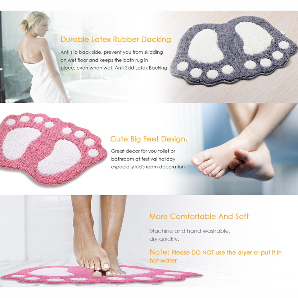Bathroom Mats With Non-Slip Backing Big Feet Bath Rugs Shower Mat ...