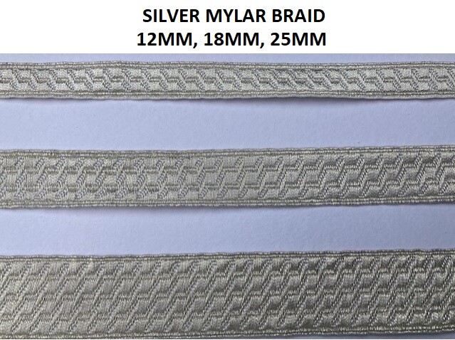 Silver Mylar Military Style Braid. 12mm, 18mm and 25mm. | eBay