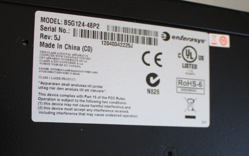 B5G124-48P2 ENTERASYS B-SERIES B5 48-PORT 10 100 1000 POE 4-PORT 1GB ...
