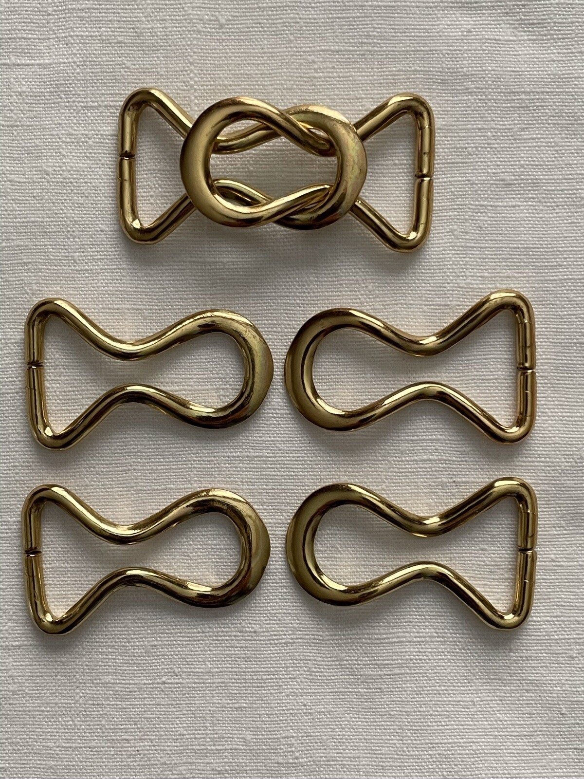 Vintage Gold Tone Metal Interlocking Belt Buckle Loops- Lot Of 3 Sets ...