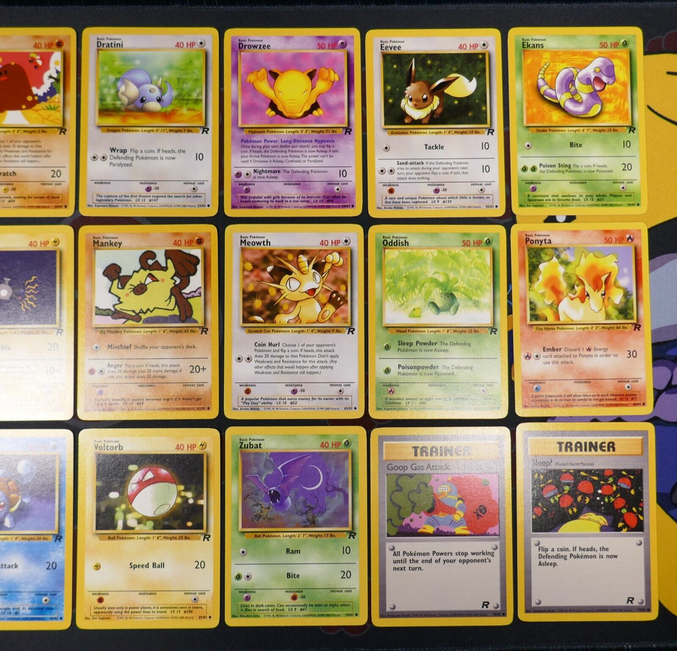 LP/NM (Unlimited) COMPLETE Pokemon TEAM ROCKET Set 24-Card COMMON Non ...