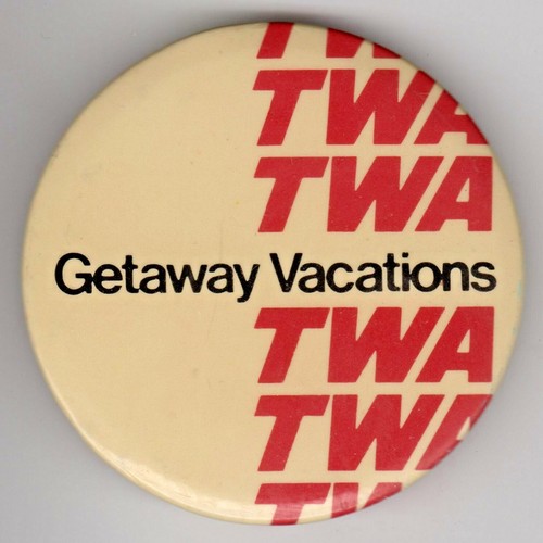 Vintage Transworld Airlines TWA Pin Getaway Vacations Pinback button | eBay