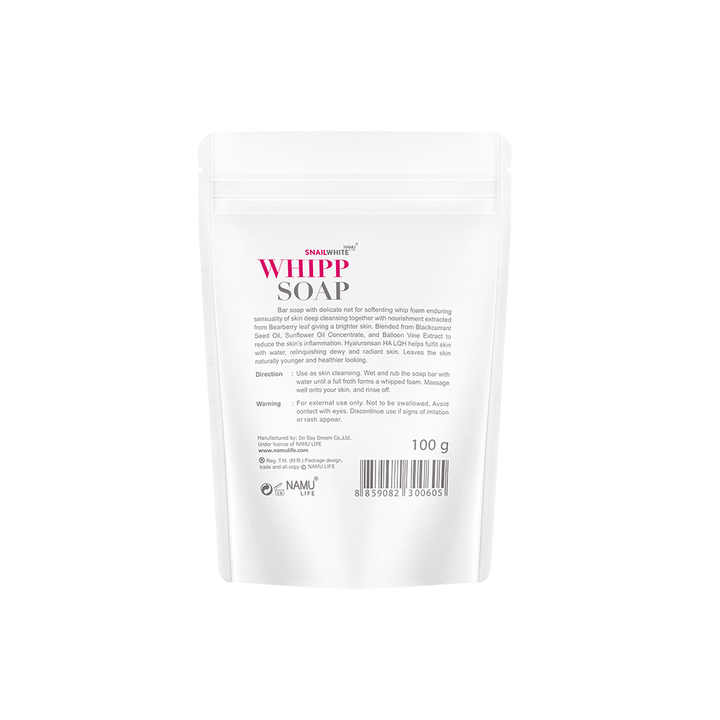 4 x 100g Snail White Whipp Bar Facial Soap with Net For Softening Whip ...