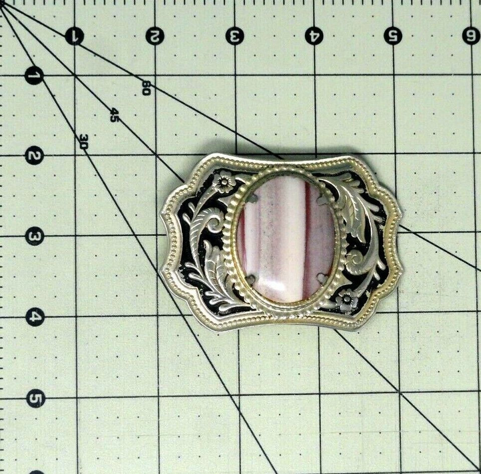 Western Floral Scroll Belt Buckle Banded Jasper Cowboy Cowgirl Vtg ...