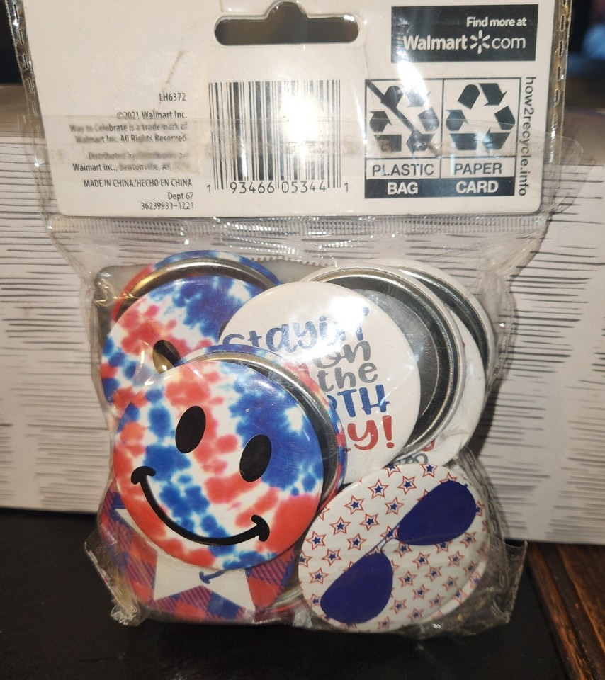 USA Patriotic 20 Piece Button Set Memorial Day 4th of July America 4 ...