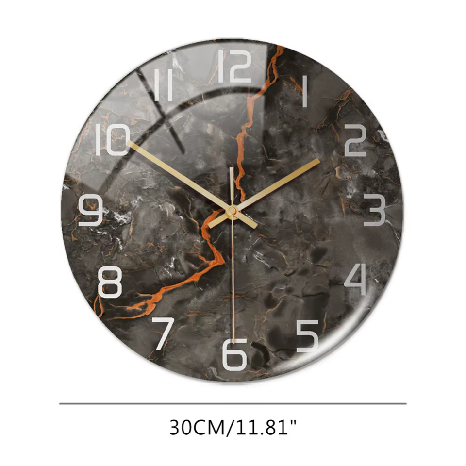 Luxury 3D Acrylic Black Gold Marble Pattern Wall Adhesive Clock Metal ...