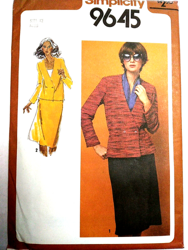Slim Skirt Blazer Jacket 12 Simplicity 9645 Sewing Pattern VTG 80s Suit ...