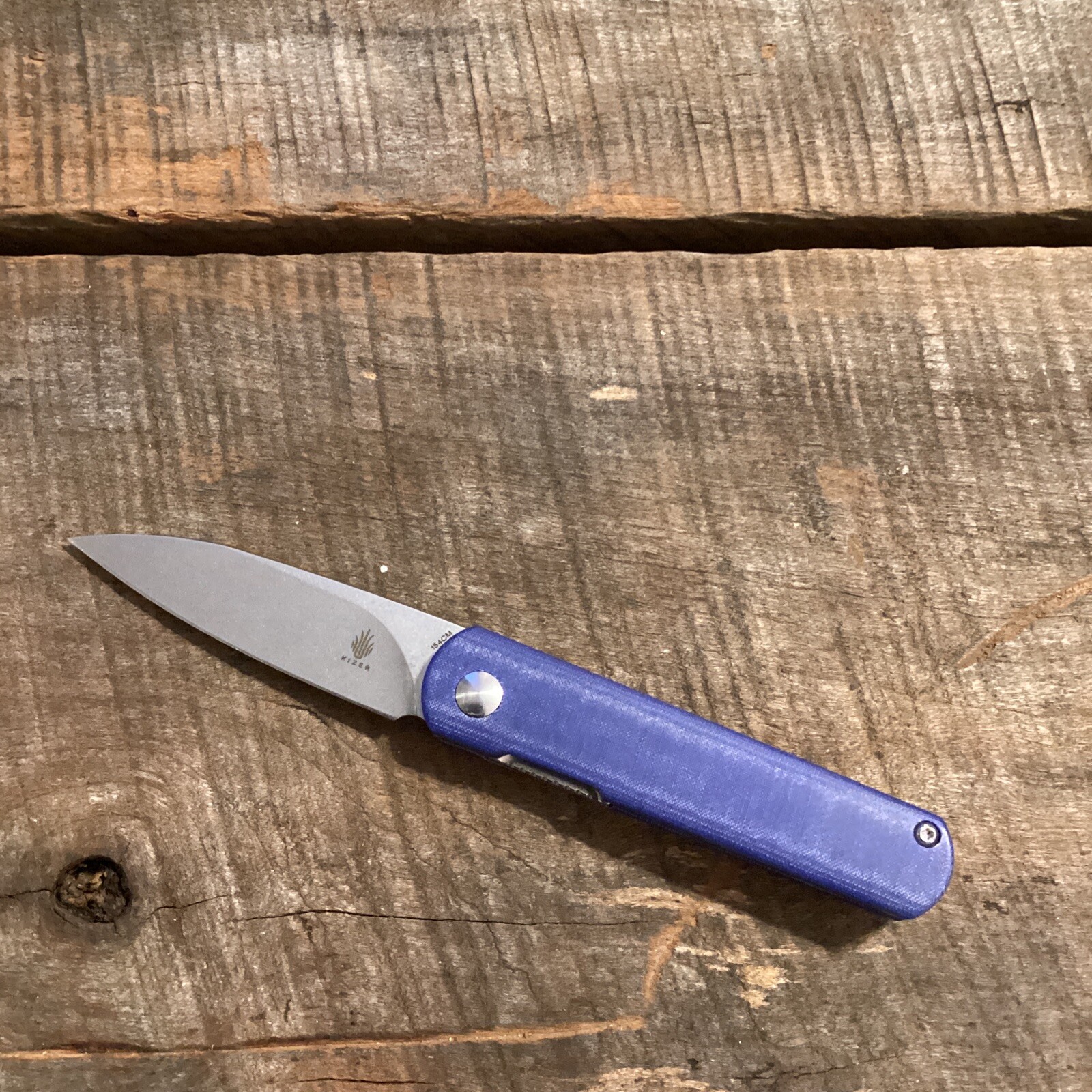 Kizer Feist Folding Knife Blue Micarta Handle 154CM Plain Edge V3499C1 ...