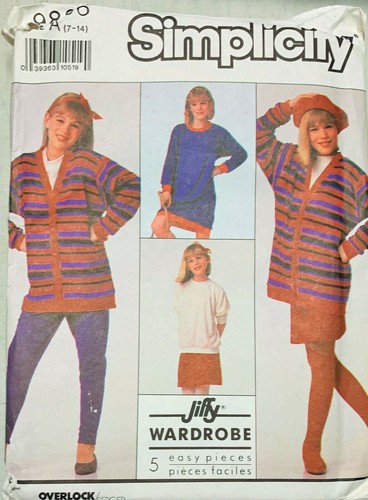 Girl's Simplicity Sewing Pattern Uncut Cardigan Skirt Pants Size 7-14 ...