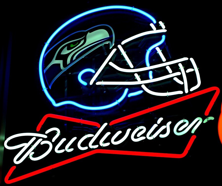 Seattle Seahawks Logo Bowtie 24"x20" Neon Sign Lamp Light Hanging ...