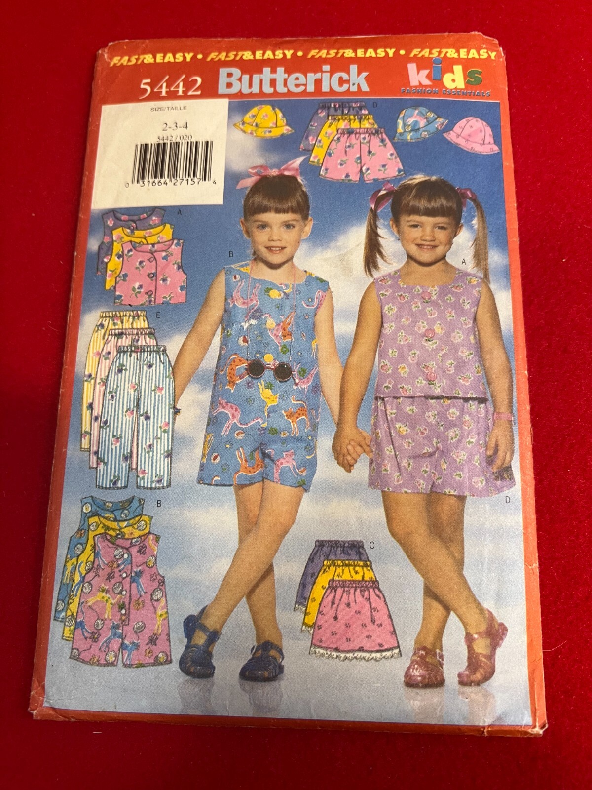 Butterick 5442, Size 2-4, Children's Top, Romper, Skirt, Shorts, New ...