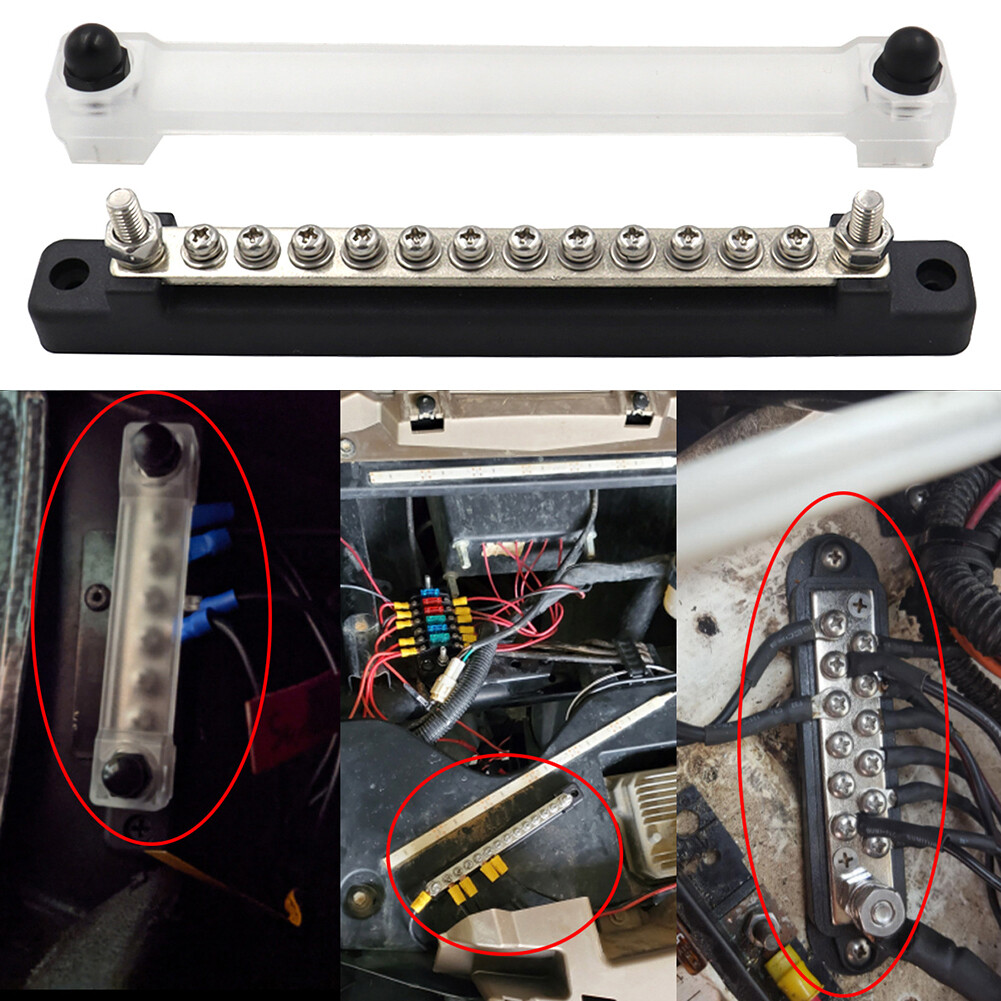 Car Terminal Block Bus Bar Power Distribution Block for Car Boat (Black ...