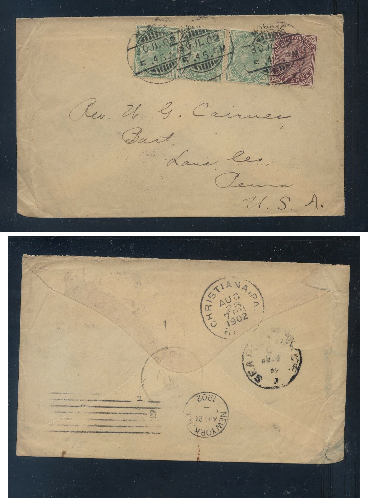 India nice franking cover to India 1902 | eBay