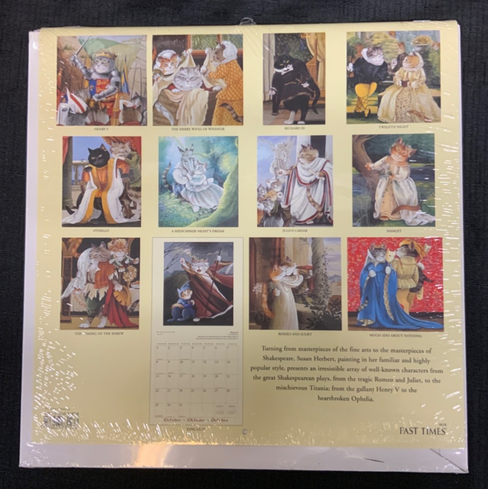 Past Times Shakespeare’s Cats 2000 Calendar, 9618, Printed in Germany ...