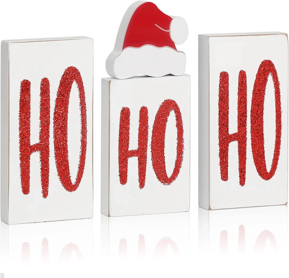 Wood Christmas Blocks for Table & Party Decor - Xmas Wooden Tabletop ...