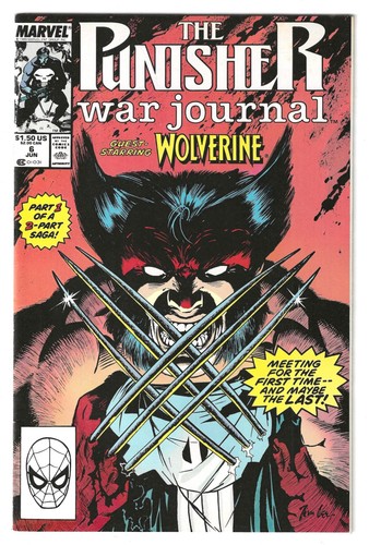 THE PUNISHER WAR JOURNEL #6 1ST BATTLE WITH WOLVERING VF-NM (READ ...