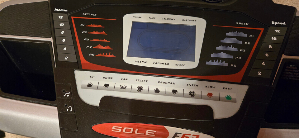 SOLE F63 Treadmill Console Display HEAD UNIT w/fans + safety key ...