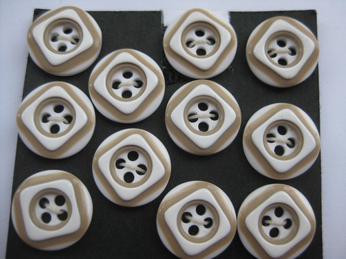 12.5mm Small Smart Taupe White Square Pattern Four Hole Sewing Buttons ...