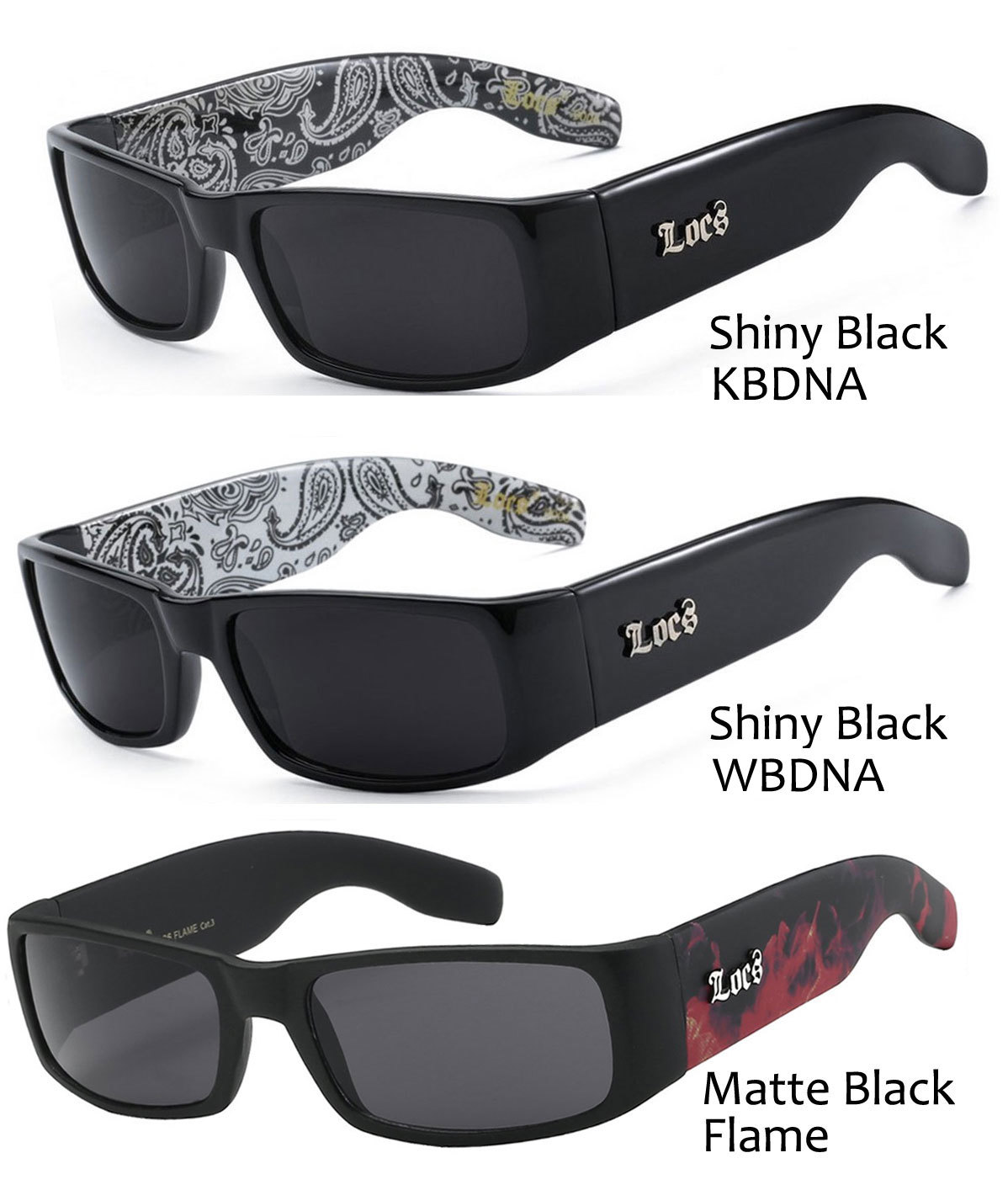 1 or 3 Pair(s) Mens OG Locs Authentic Rectangular Gangster Cholo ...