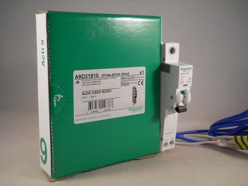 Schneider RCBO 10 Amp 30mA Type B 10A Acti9 iC60H Merlin Gerin A9D31810 ...