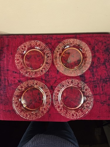 Lot of 12 Central Glass Works Morgan Fairy 7.25" Pink Etched Glass ...