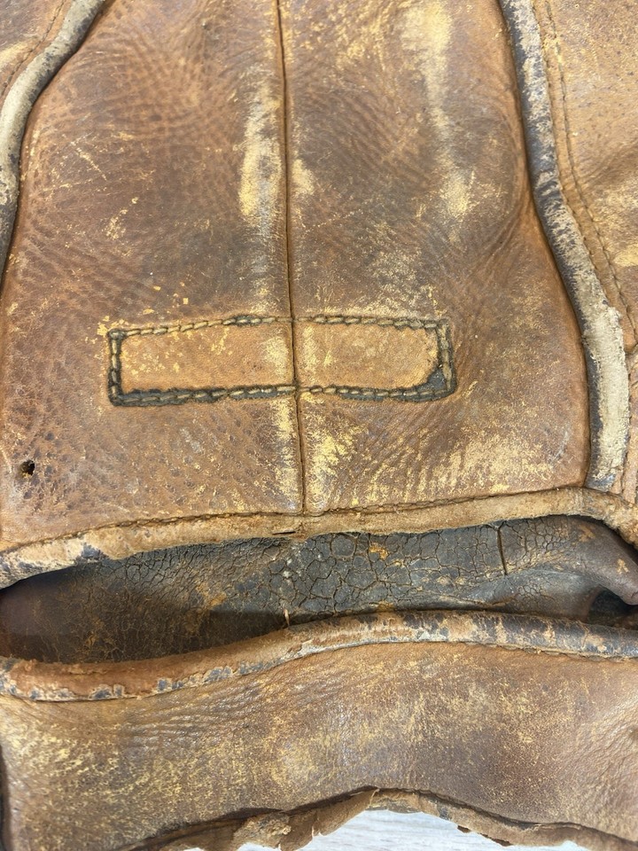Vintage Early Catchers Mitt Leather Baseball Prewar Era Glove Laced ...