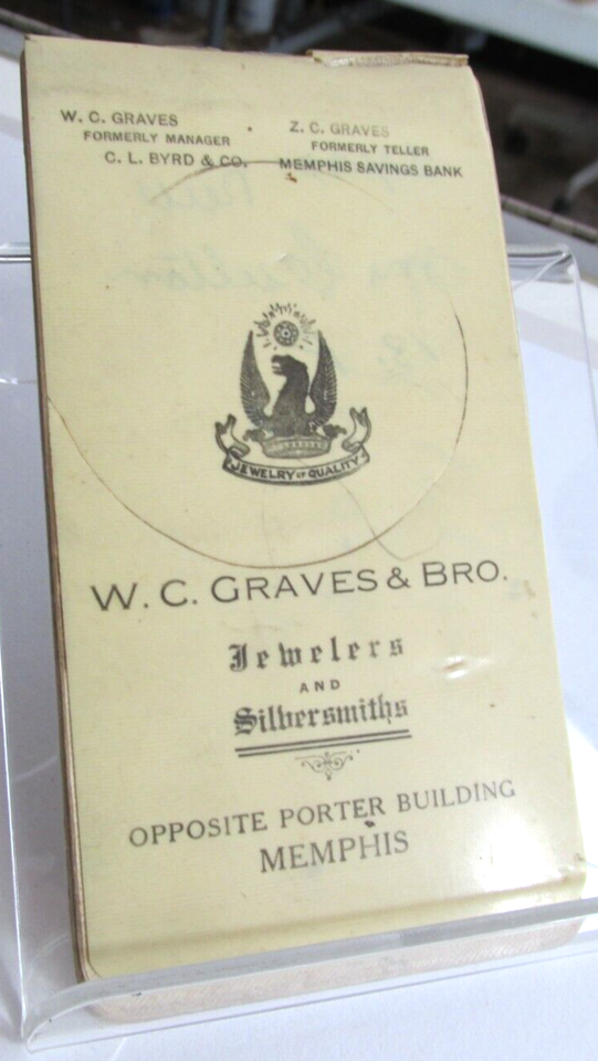 MEMPHIS TENNESSEE Tn., Advertising Celluloid Note Pad W.C. Graves & Bro ...