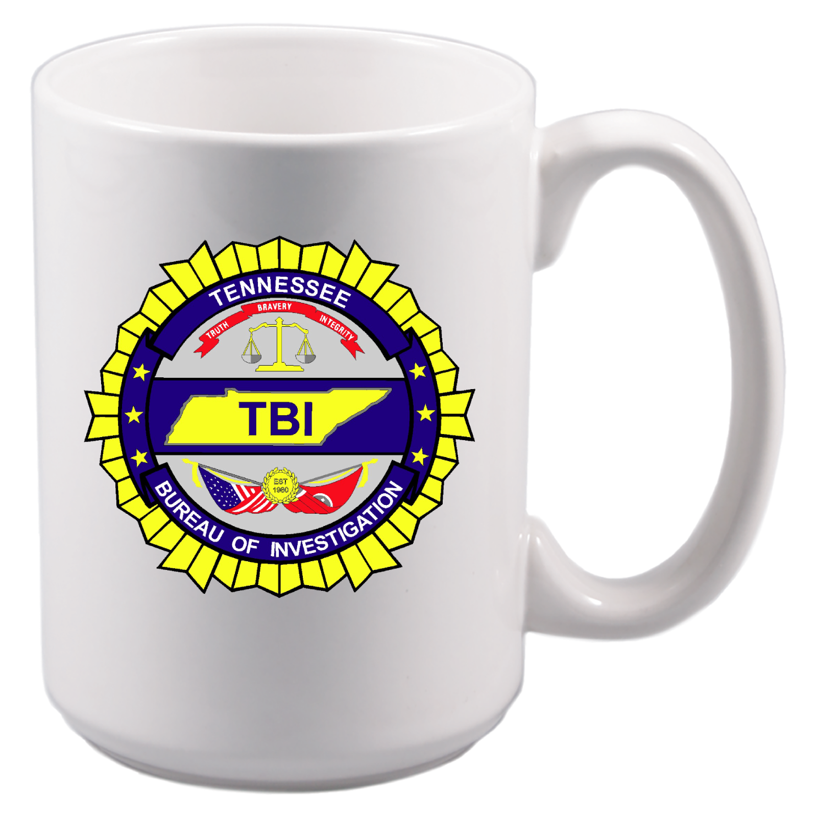 TBI Tennessee Bureau of Investigation Logo 15 Ounce White Mugs | eBay