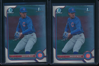 Lot of (2) NAZIER MULE 1st 2022 Bowman Chrome Draft CUBS Rookie Card RC ...