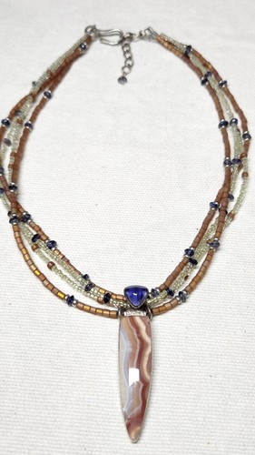 Native American Chippewa Sterling Moss Agate Amethyst Necklace by ...