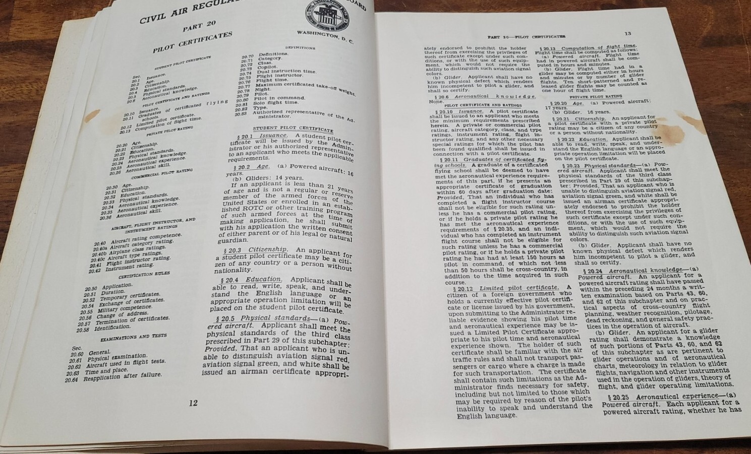 Civil Air Regulations Pilots Reference Guide Book 1955 15th Ed Aero Pub ...