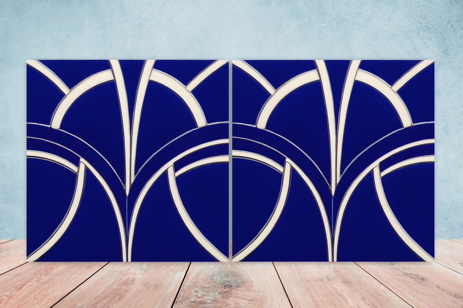 Art Deco Design Ceramic tiles -Set of 2 Art Deco Wall Decor Tiles, Art ...