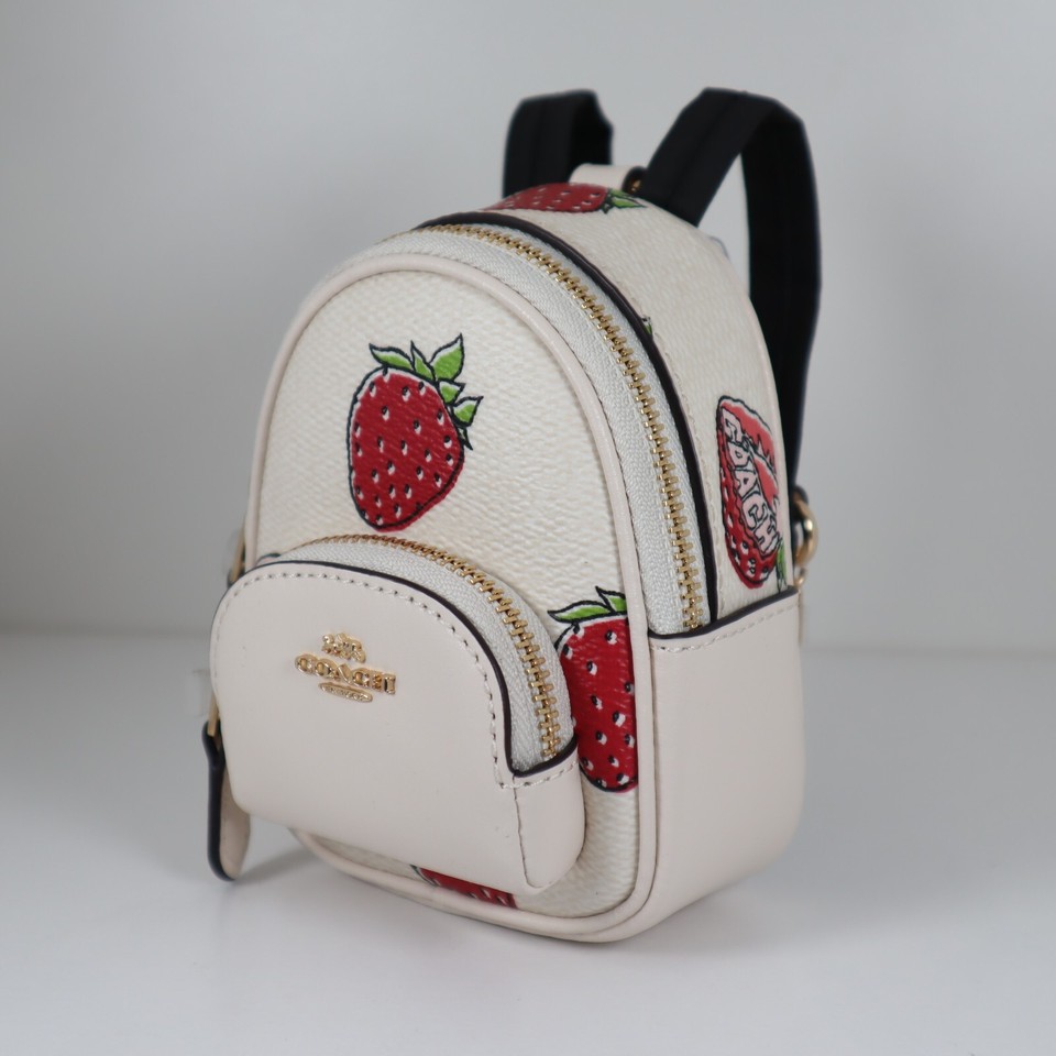 Coach Mini Court Backpack Bag Charm with Strawberry Print CAO93 NWT | eBay