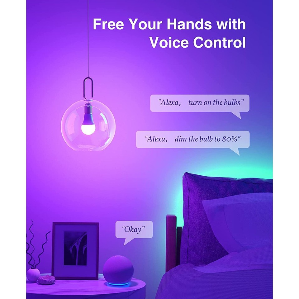 Gosund Smart Bulbs 4-Pack – A19 RGB+White WiFi LED, Alexa/Google ...