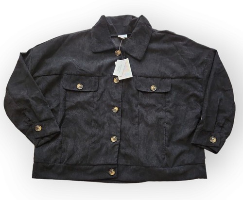 Lularoe Solid Black Corduroy 3XL Berlin Jacket Buttons Pockets 3X NEW ...