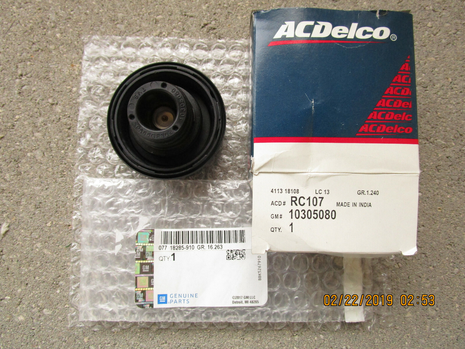 GM 10305080 ACDELCO RC-107 RADIATOR ENGINE COOLANT TANK FLUID CAP OEM ...