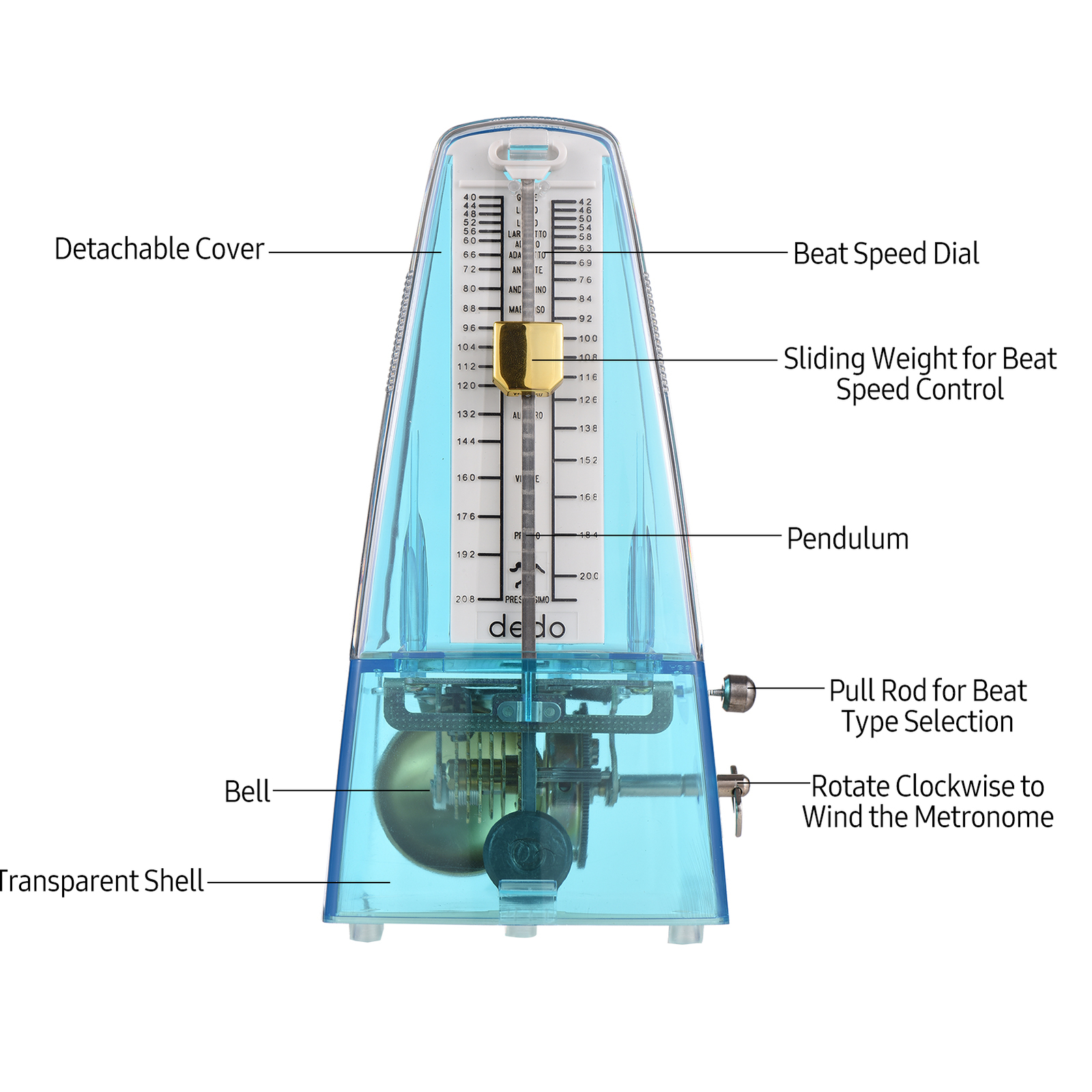 Transparent Mechanical Metronome with Bell Universal Wind Metronome ...