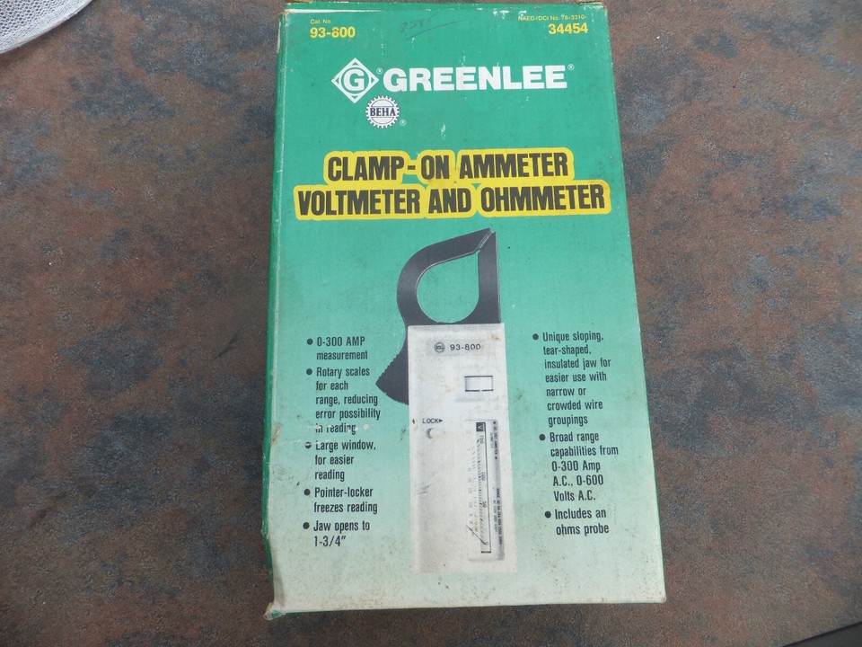 NOS In Box Greenlee 93-800 Clamp-On Ammeter Voltmeter & Ohmmeter | eBay