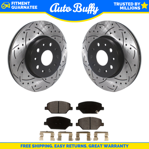 Front Coated Drilled Slot Disc Brake Rotors Ceramic Pad Kit For ...